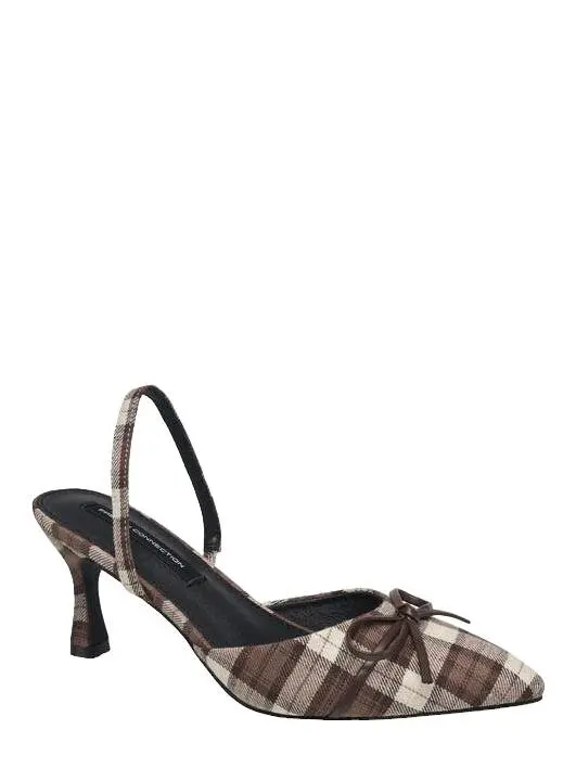 French Connection Bowy Plaid Kitten Heel - Brown Multi