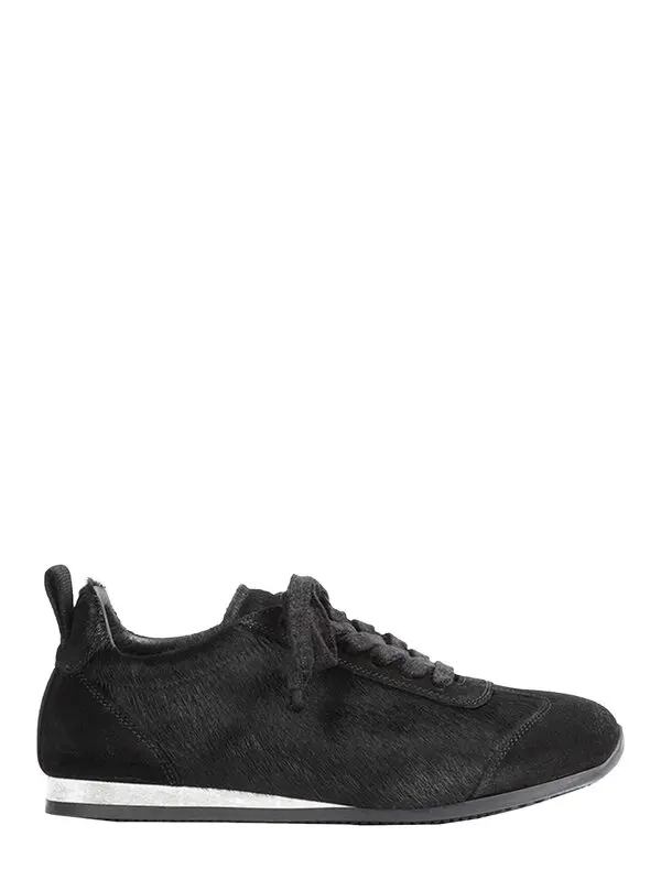 UMA WANG Calf Hair And Suede Lace-up Sneakers - Black