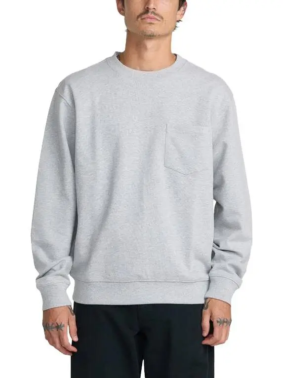 Rvca Dayshift Pocket Crewneck Sweatshirt - Heather Grey