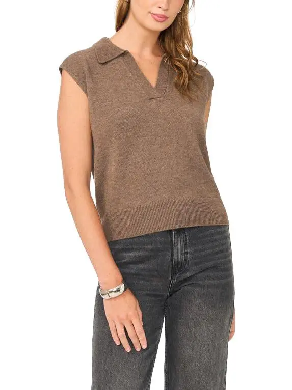 Vince Camuto Johnny Collar Sweater Tank - Deep Sandstone