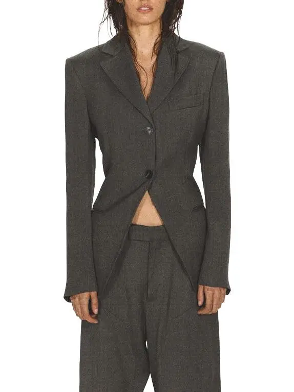 Mango Fitted Waist Suit Jacket - Black