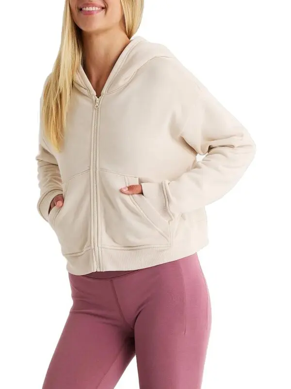 FREE FLY Full Zip Fleece Hoodie - Stone