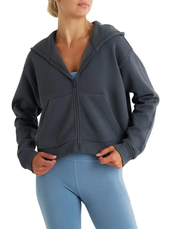FREE FLY Full Zip Fleece Hoodie - Storm Cloud
