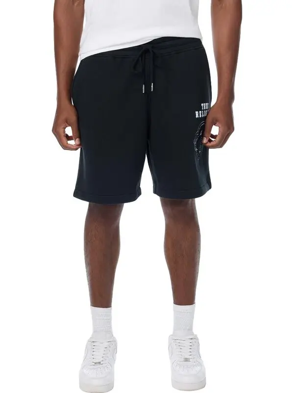 True Religion Buddha Logo Fleece Shorts - Jet Black