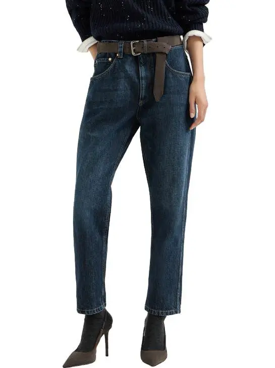 Brunello Cucinelli Authentic Straight Trousers With Shiny Bartack - Denim