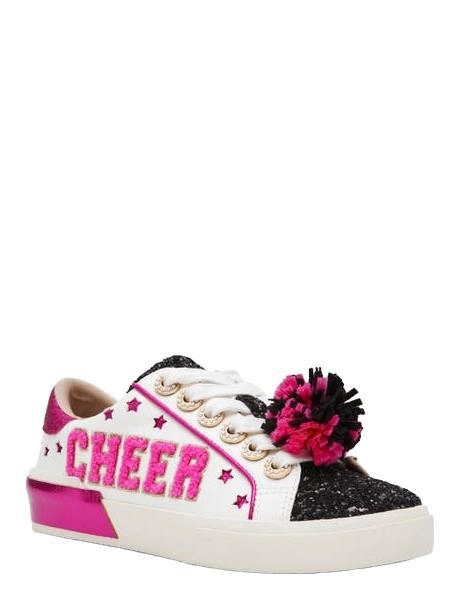 Betsey Johnson Piper Cheer Sneaker With Pompom Embellishment - Fuchsia Multi