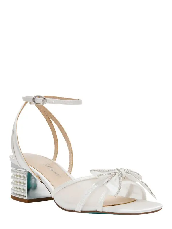 Betsey Johnson Crystal Bow Ankle Strap Sandal - Ivory