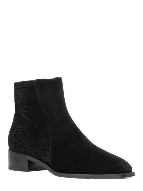Aquatalia Felice Waterproof Leather Zip Up Booties - Black Suede