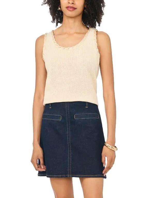 Vince Camuto Whipstitched Cotton Tank - Natural