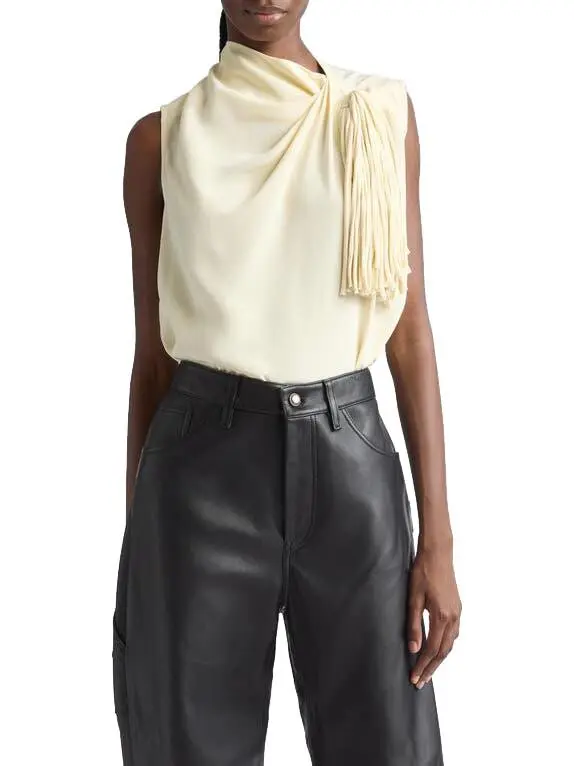 Altuzarra Alden Fringe Silk Top - Macadamia
