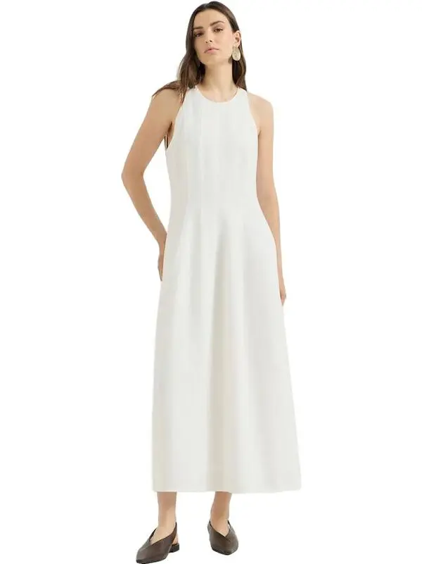 Brunello Cucinelli Viscose And Linen Fluid Twill Dress - White