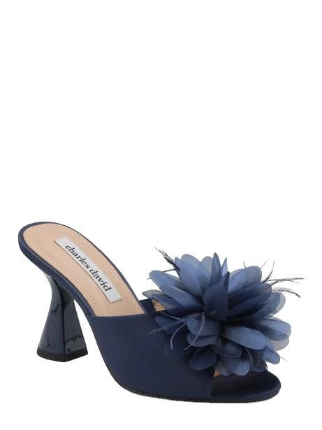 CHARLES DAVID Kamchi Floral Appliqué Slide Sandal - Navy-st