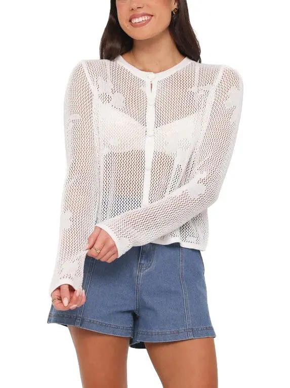 PETAL & PUP Maddox Open Stitch Cardigan - White