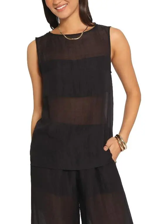 PETAL & PUP Vayla Paneled Sheer Top - Black