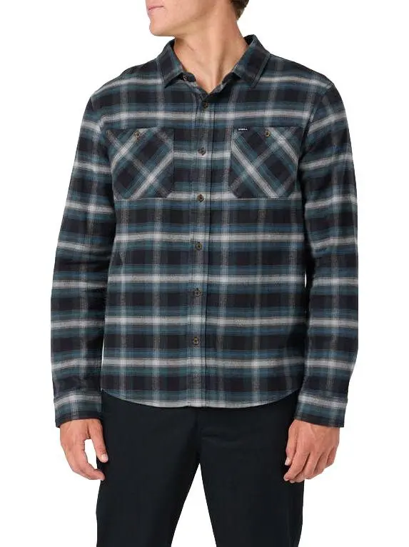 O'Neill Coastline Plaid Stretch Cotton Flannel Button-up Shirt - Black