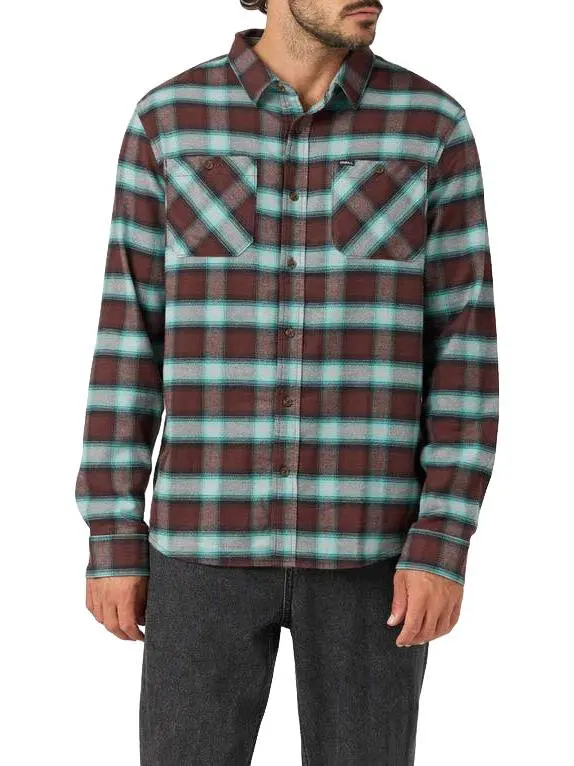 O'Neill Coastline Plaid Stretch Cotton Flannel Button-up Shirt - Chocolate