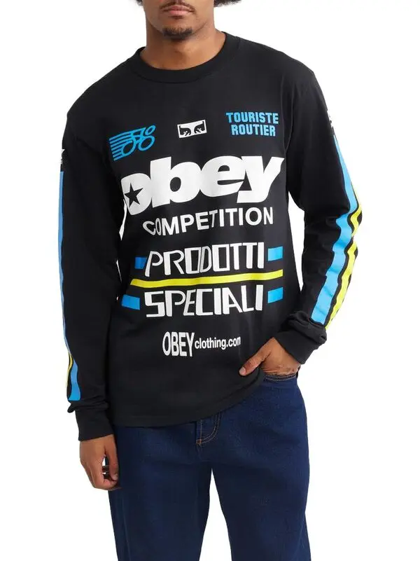 Obey Competition Graphic Long Sleeve T-shirt - Black