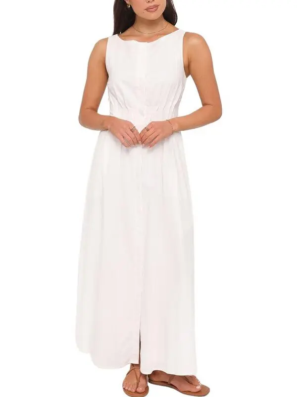 PETAL & PUP Prunella Sleeveless Maxi Dress - White