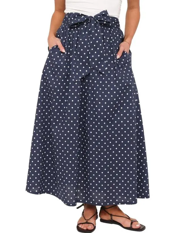 PETAL & PUP Paula Polka Dot Maxi Skirt - Navy