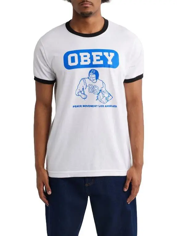 Obey Peace Movement Graphic Ringer T-shirt - White/black
