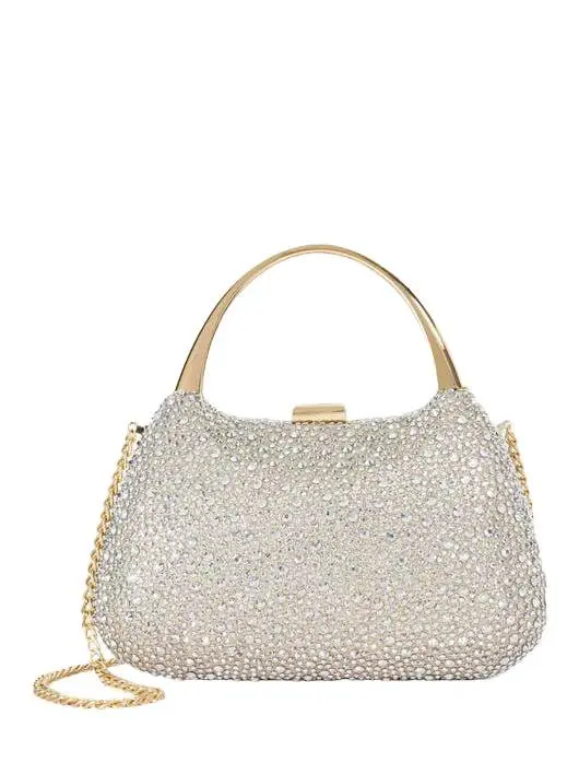 Dune London Beamings Crystal Embellished Top Handle Clutch - Gold