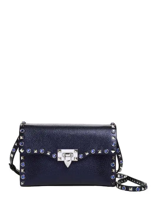 Valentino Garavani Small Rockstud Shoulder Bag - Navy