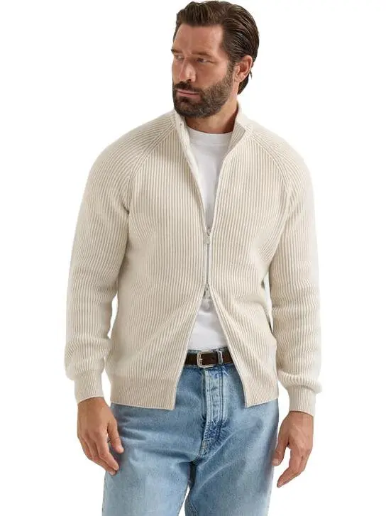 Brunello Cucinelli Cashmere Vanisé English Rib High-neck Cardigan With Zipper - Panama