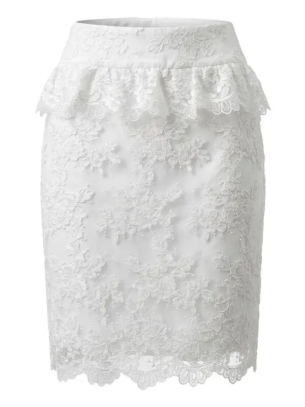 LOR REIN Elio Lace Peplum Skirt - White
