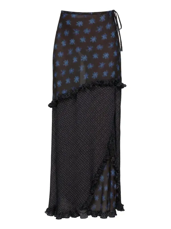 Carmen Says Palma Flower Print Maxi Skirt - Brown