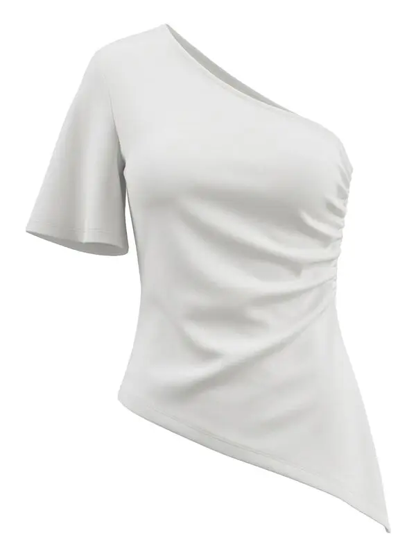 LOR REIN Vira One-shoulder Top With Draping - White