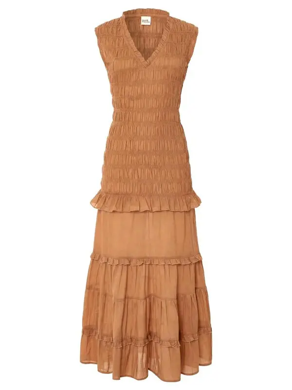 PAR Y ESCALA Handcrafted Camel Maxi Dress - Brown