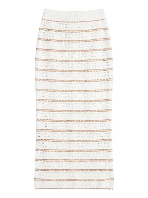 BRODIE CASHMERE Breton Stitch Skirt - Brown