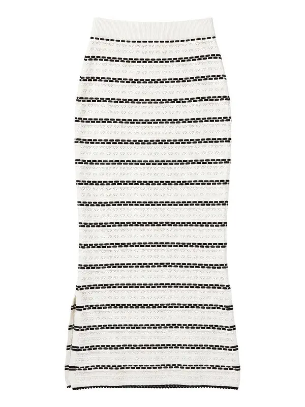 BRODIE CASHMERE Breton Stitch Skirt - Black