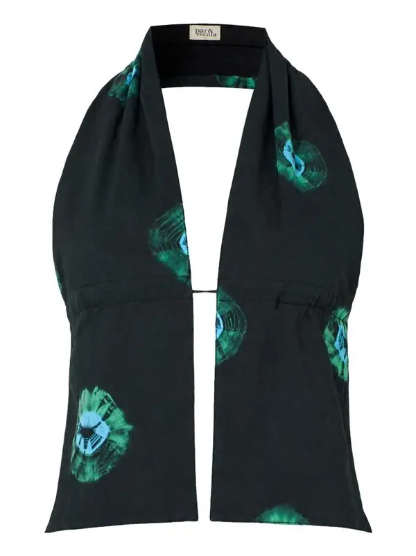 PAR Y ESCALA Sl Agus Hand-dyed Cotton Top With Open Back - Black