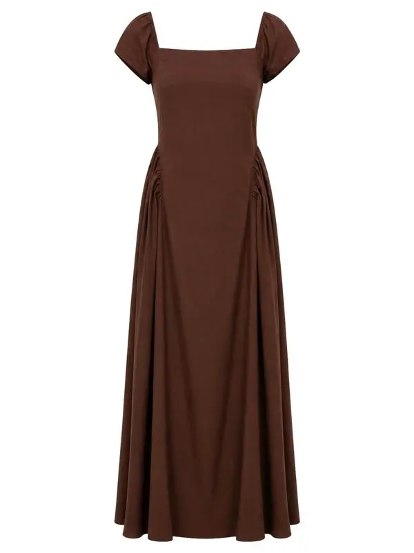 Carmen Says Bruna Off-the-shoulder Maxi Dress - Brown