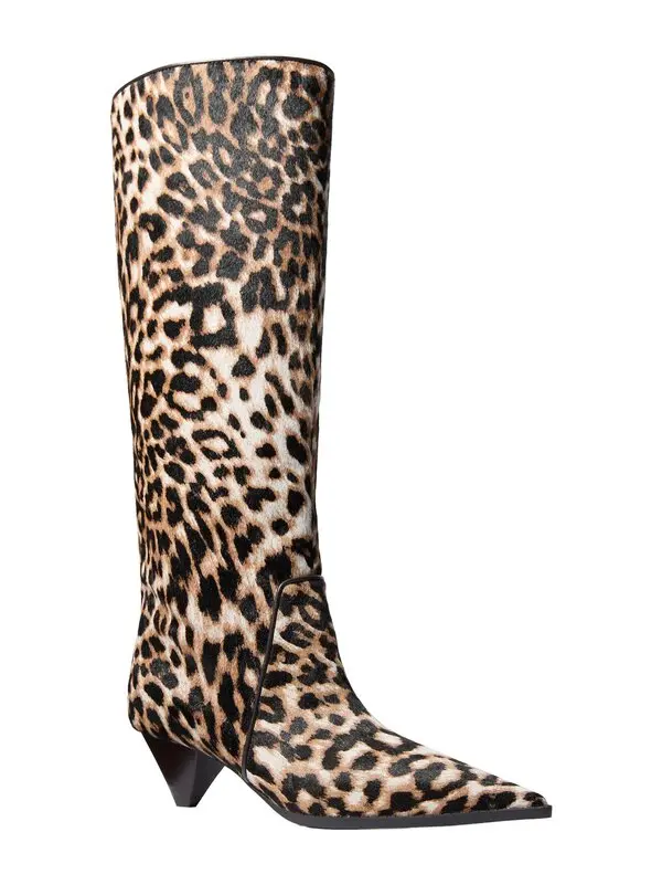 Michael Kors Jayla Leopard Print Calf Hair Knee-high Boots - Brown