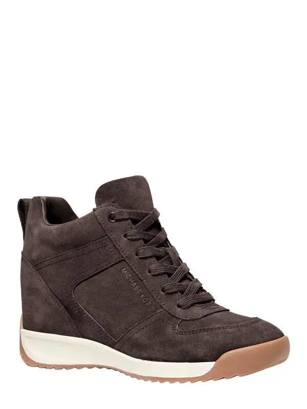 Michael Kors Nikko S2 Suede Wedge Trainer - Brown