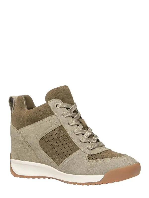 Michael Kors Nikko S2 Perforated Suede Wedge Trainer - Green