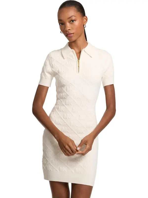 Michael Kors Logo Jacquard Polo Dress - Natural