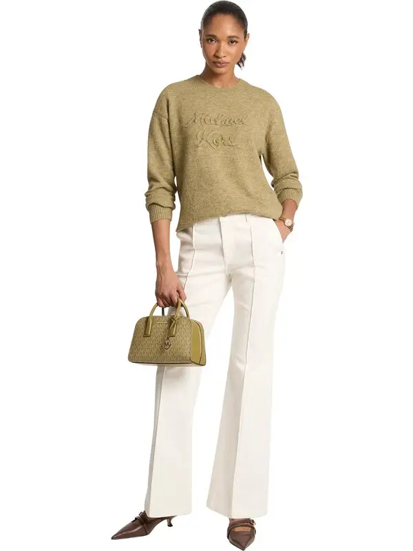 Michael Kors Logo Appliqué Knit Sweater - Green