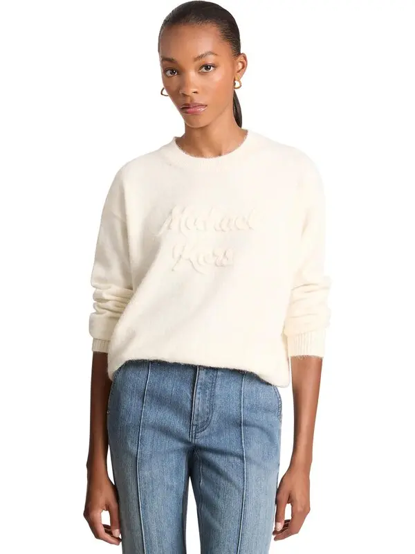Michael Kors Logo Appliqué Knit Sweater - Natural