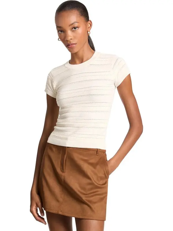 Michael Kors Knit Short-sleeve Top - Natural