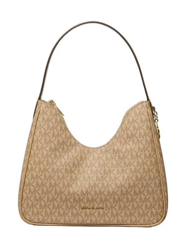Michael Kors Nayla Small Signature Logo Hobo Shoulder Bag - Brown