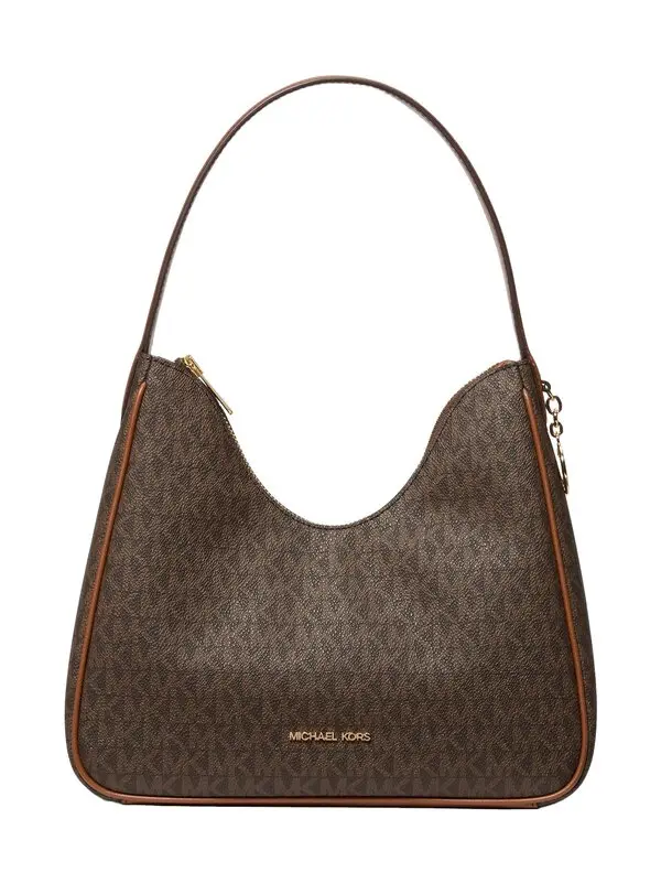 Michael Kors Nayla Small Signature Logo Hobo Shoulder Bag - Brown