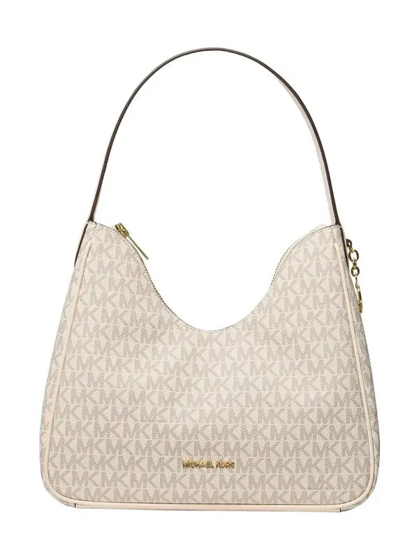 Michael Kors Nayla Small Signature Logo Hobo Shoulder Bag - Natural