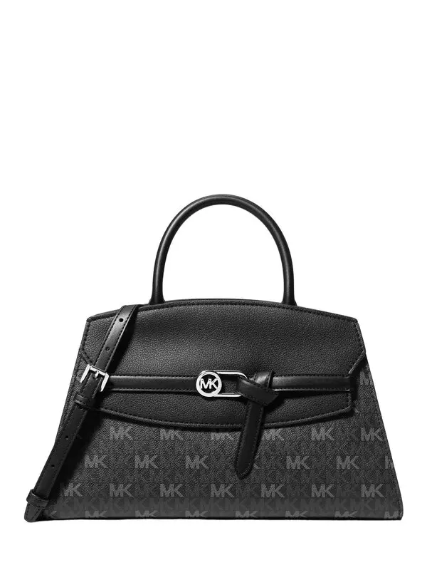 Michael Kors Greta Medium Signature Logo Satchel - Black