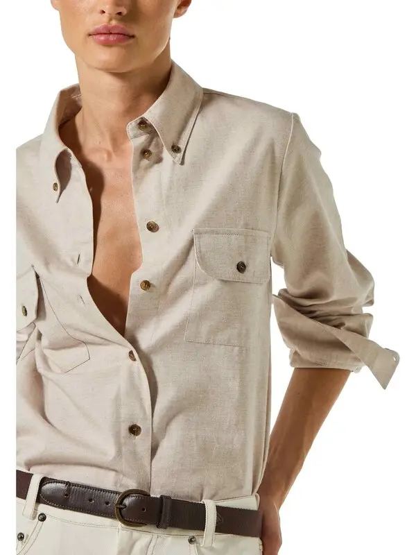 Serena Bute Brushed Cotton Shirt - Ecru