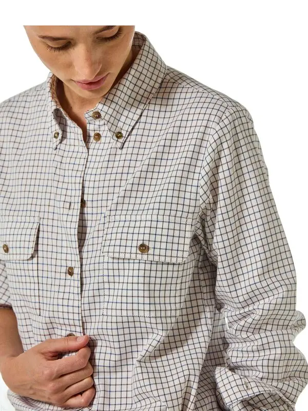 Serena Bute Cotton Check Shirt - Brown