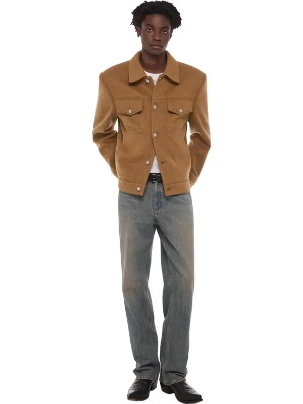Helmut Lang Recycled Wool Blend Trucker Jacket - Dark Camel