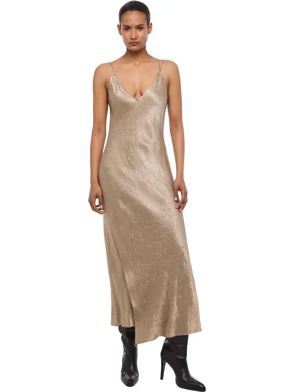 Helmut Lang Crinkle Slip Dress - Taupe